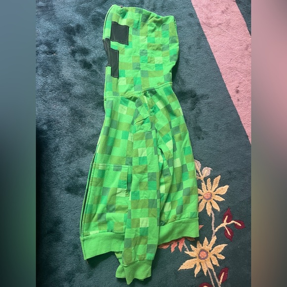 Costumes | Minecraft Creeper Green Pixelated Full Face Cover Zip Up ...